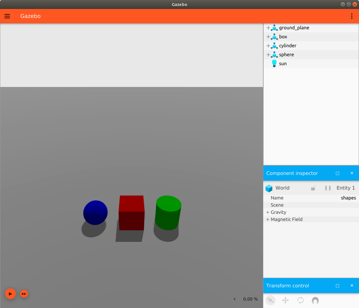 Understanding the GUI — Gazebo blueprint documentation